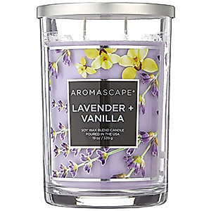 Aromascape PT41899 2-Wick Scented Jar Candle, Lavender & Vanilla, 19-Ounce, Purple
