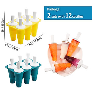 MANBA Popsicle Mold, 2 Pack Collapsible Silicone Popsicle Molds Easy Release Reusable Popsicle Sticks with Drip Guards for Homemade Popsicles and Ice Cream - BPA Free