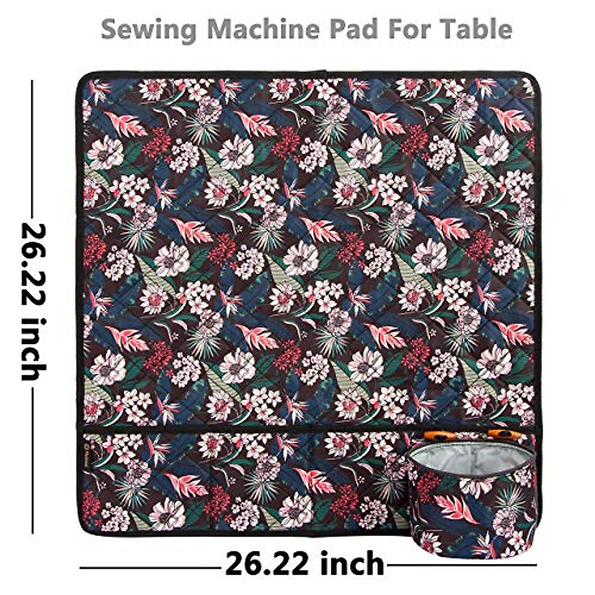 PACMAXI Sewing Machine Accessories Storage and Pad Set, Water-Resistant Floral Sewing Accessories Organizer