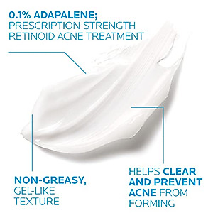 La Roche-Posay Effaclar Adapalene Gel 0.1% Acne Treatment, Prescription-Strength Topical Retinoid Cream For Face, Helps Clear and Prevent Acne and Clogged Pores