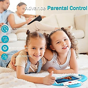 Kids Tablet for Kids 7 inch Toddler Tablet WiFi Kids Tablets 64G Children's Tablet for Toddlers Android Kids Leaning Tablet Tablets for Kids with Case Parental Control