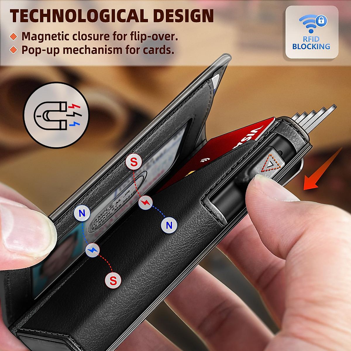 BULLIANT Money Clip Wallet,Mens Gift Slim Wallet Credit Card Holder Airtag&Standard Use 9Cards-Metal Case in Magnetic Flip Shell