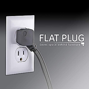 GE UltraPro Surge Protector, 7 Outlet Power Strip, 2 USB Charging Ports, 4 Ft Extension Cord, 3 Prong, Grounded, Flat Plug, 1500 Joules, UL Listed, Gray, 53276,