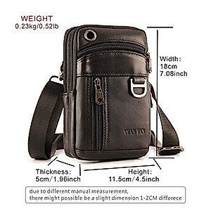 Mens Leather Cell Phone Holster, Vertical Belt Clip Cellphone Pouch,Purse Waist Bag Compatible with iPhone Google, Zipper Storage Phone Bag for Work,Hike