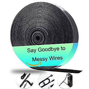 62ft x 1/2inch Cable Ties Roll, Inorthtop Cable Management Straps,Cord Organizer,Under Desk Cable Management,Hook Loop Self Gripping for PC TV Car Desk Home Office Garden