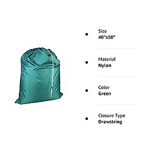 Super Extra Large Heavy Duty 100% Nylon Laundry Storage Bag, H U G E size: L 40" x H 50", Laundry Bag with Locking Closure Drawstring, Machine Washable, XXL Organizer Bag. Made in USA (GREEN)