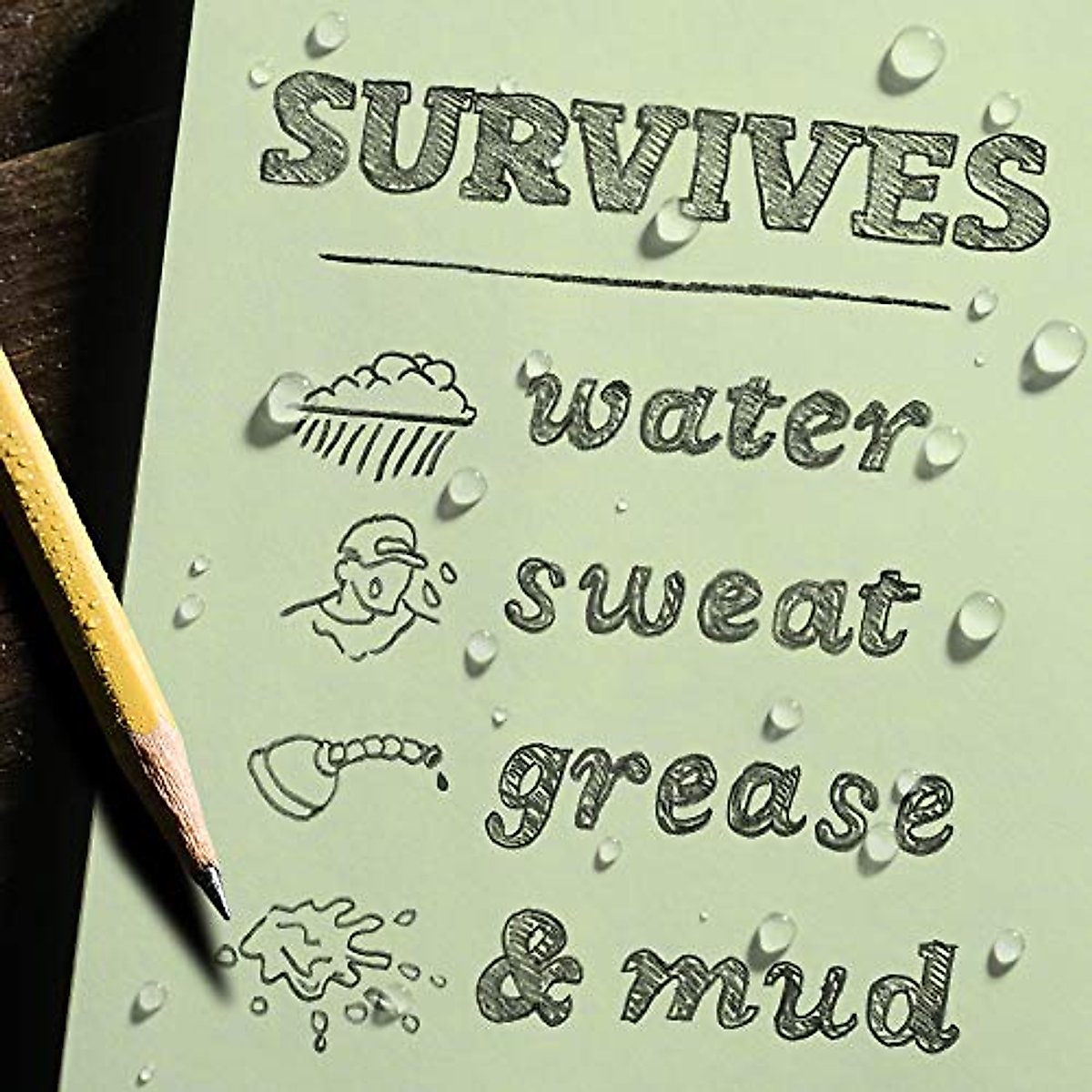 Rite In The Rain Weatherproof Tactical Field Notebook, 4 5/8" x 7", Green Cover, Universal Pattern with Reference Materials (No. 980), One Size (980L)