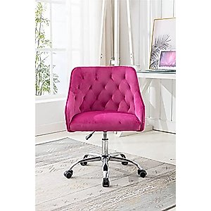 SLEERWAY Velvet Home Office Desk Chair, Modern Swivel Armchair, Comfy Task Chair with Height Adjustable, Upholstered Tufted Computer Chair for Working or Studying (Purple)