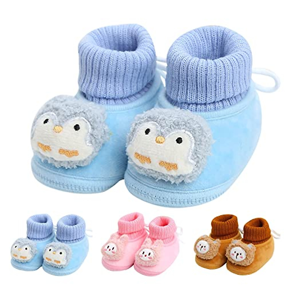 Lykmera Winter Socks Shoes for Baby Children Toddler Boys Girls Floor Shoes Warm Cute Cartoon Bunny Penguins Socks Shoes (C, 12-18 Months)