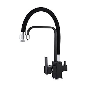 JEMITA Filter Kitchen Faucet Drinking Water Black Single Hole Mixer Tap 360 Rotation Pure Water Filter Kitchen Sinks Taps 6007 (Color : Black)
