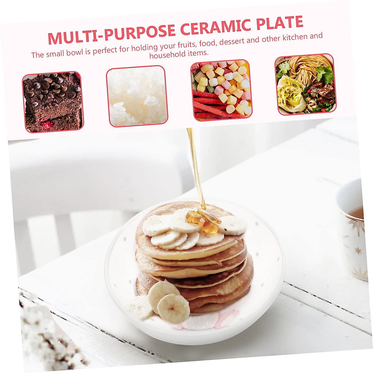 BESTOYARD Easter Tableware Ceramic Mixing Bowl Ramen Kit Udon Noodle Bowl Rice Bowls Appetizer Bowl Bunny Candy Bowl Ceramic Tableware Dessert Fruit Bowl Salad Bowls Storage Bowl Tableware