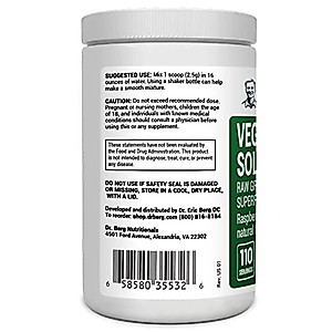 Dr. Berg's (Veggie Solution) Organic Super Greens Powder w/ Spirulina - Raw Green Powder Superfood - Vegetable Powder Supplement with Vitamins, Minerals, Enzymes, and Phytonutrients - 110 Servings