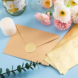 200 Pieces Envelope Embossed Sticker 're Invited Wedding Round Embossed Foil Seals Embossed Aluminum Foil Sticker Seal are Invited Stickers for Envelopes Invitations Present Decoration (Gold)