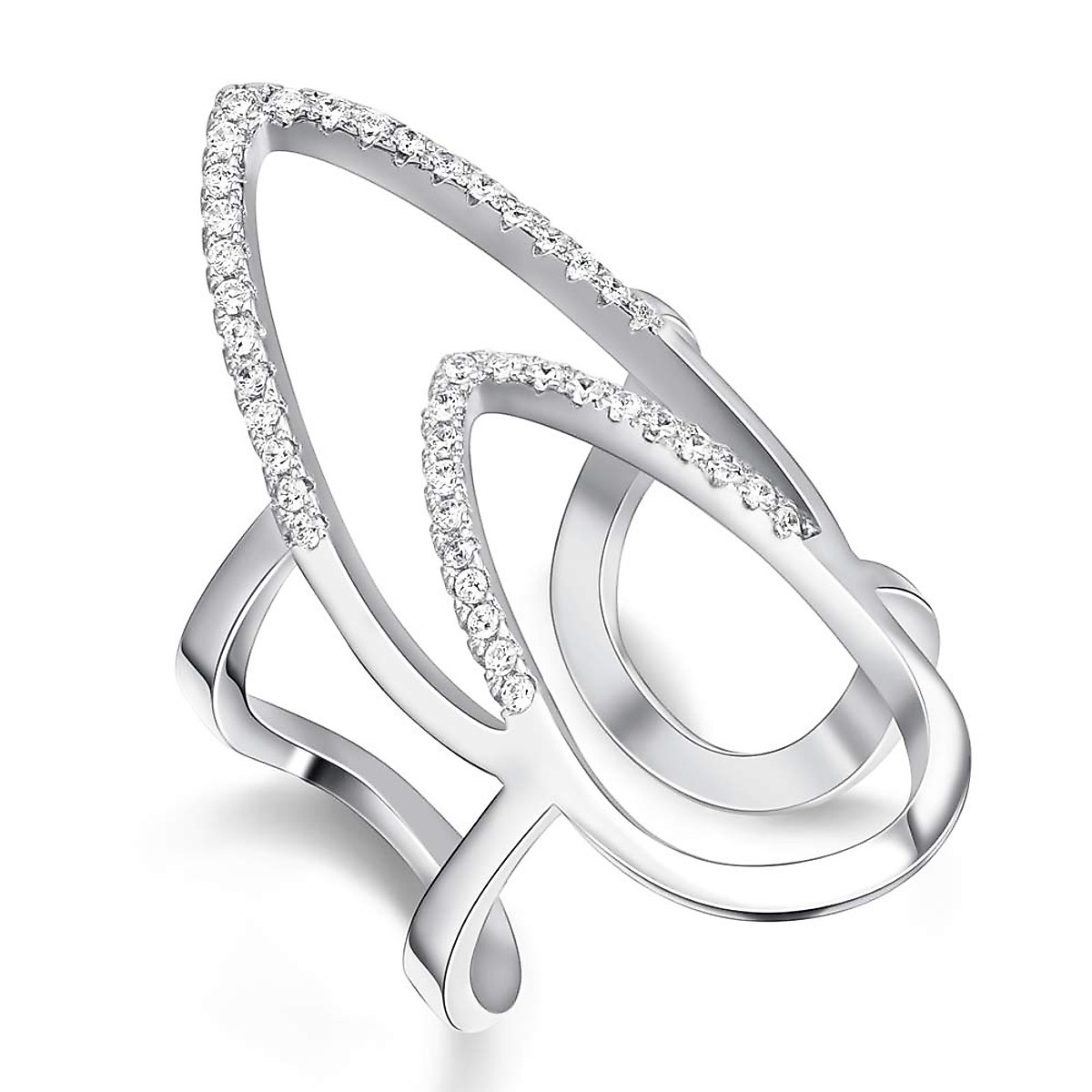 Mytys Adjustable Size Rings for Women Full Cubic Zirconia Setting Ring Silver Color Crystal Jewelry Style 5