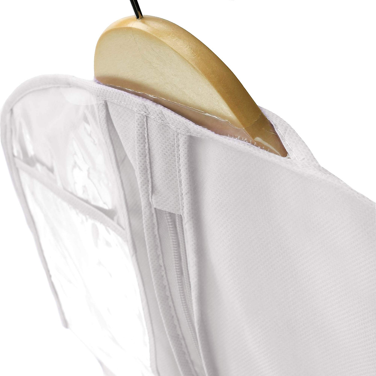 HANGERWORLD Large Wedding Dress Garment Bag Cover - 72" x 24" with Extra Wide Gusset 32" for Long Poufy Dress and Trains, Breathable, Acid-Free (White)