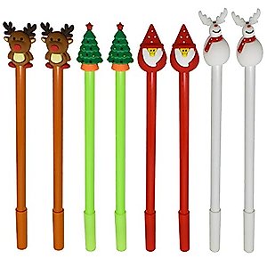 Maydahui 28PCS Novelty Christmas Series Rollerball Pens Black Gel Ink for Office School (4 Style - Christmas Tree, Snowman, Reindeer, Santa Claus)