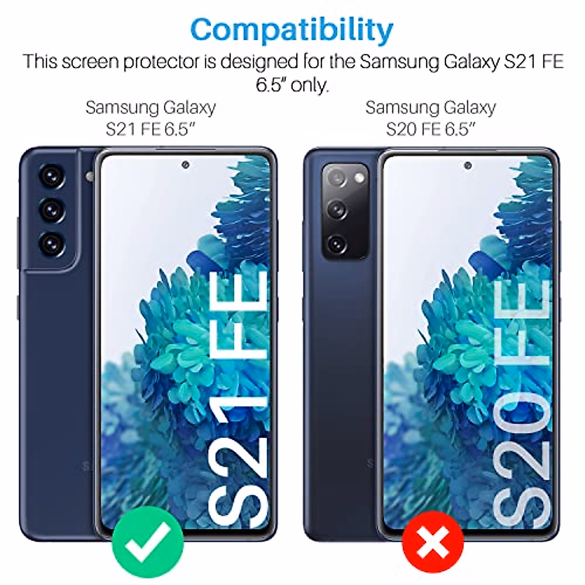 LK [5-in-1 2 Pack Samsung Galaxy S21 FE Screen Protector & 2 Pack Lens Protector with S21 FE Alignment Frame, 9H Tempered Glass, Scratch-Proof, [Fingerprint Unlock Support], Bubble-Free, 6.4-inch