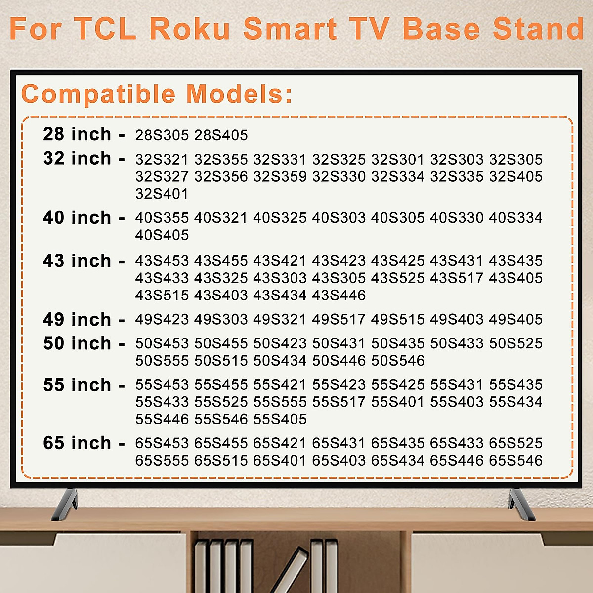 Base TV Legs for TCL Roku TV Stand with Yellow Glow Remote Cover, TV Feet Replacement for TCL TV Stand Legs for 28 32 40 43 49 50 55 65 Inch TV - 32S321 40S325 43S303 50S425 55S525 65S425 with Screws