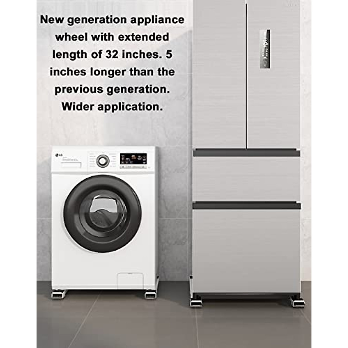 Appliance Rollers Heavy Duty,Max 32in,Second Generation Extendable Appliance Rollers Mobile Washing Machine Base Easily Move Washing Machines, Dryers, Refrigerators, Furniture (White)