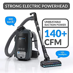 Prolux X8 Elite Backpack Canister Vacuum Cleaner with Premium Multi Point Adjustable Straps Deluxe Tools and Powerhead Kit