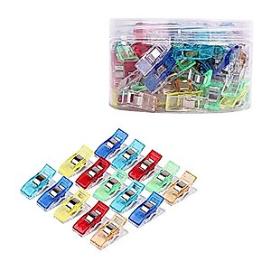 GUADENLIA Multi-Purpose Sewing Clip Pack 100, Packaged with Storage Plastic cylinders, in Mixed Colors, Mixed color, 0.98 x 0.31 x 0.51 inches (YC-202103)