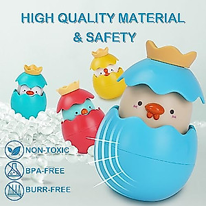 Hiitytin Bath Toy for Toddlers 1-3 Bathtub Toy with Fishing Floating Squirts Toy Water Scoop Swimming Egret Bird and Stacking Cups (6 Pack)