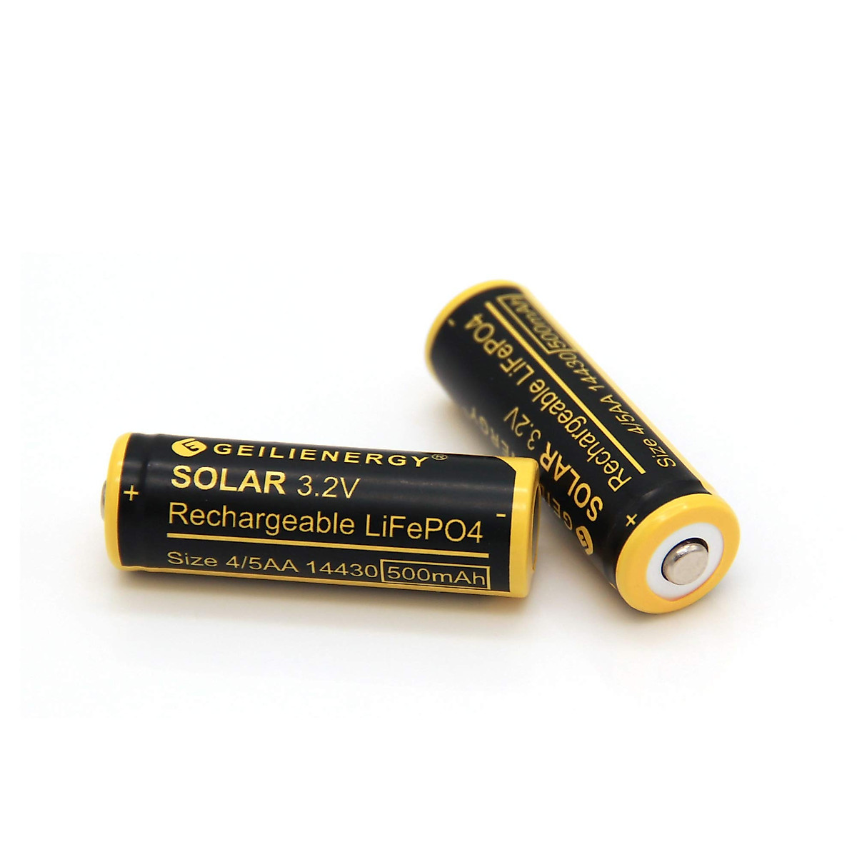 GEILIENERGY 4 Pack 4/5 AA(NOT AA Size) 14430 3.2v 500mAh LiFePO4 Lithium Rechargeable Solar Battery Pack Replacement for Outdoor Solar Lights