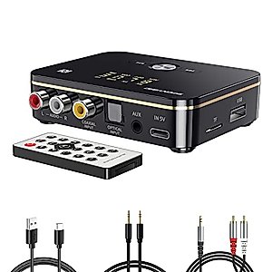 PONYBRO Bluetooth 5.0 Audio Receiver Transmitter 2 in 1 with Remote, Bluetooth Hi-Fi Audio Adapter with 3.5mm＆RCA,COAXIAL,Optical,NFC,Aptx-LL for Home and Car Stereo, AV Receiver or Amplifier