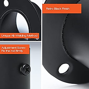 KOVOSCH 4 Pack Stainless Steel Closet Rod Brackets, 1 Inch Heavy Duty Closet Rod Holders, High Flange Closet Pole Sockets Flange Rod End Support with Adjustable Screws, Black