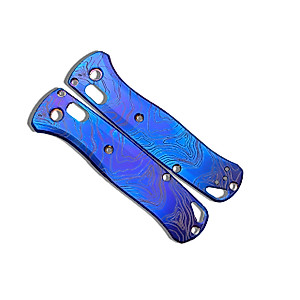 Flamed TOPO engraved Titanium Scales for Benchmade Bugout 535