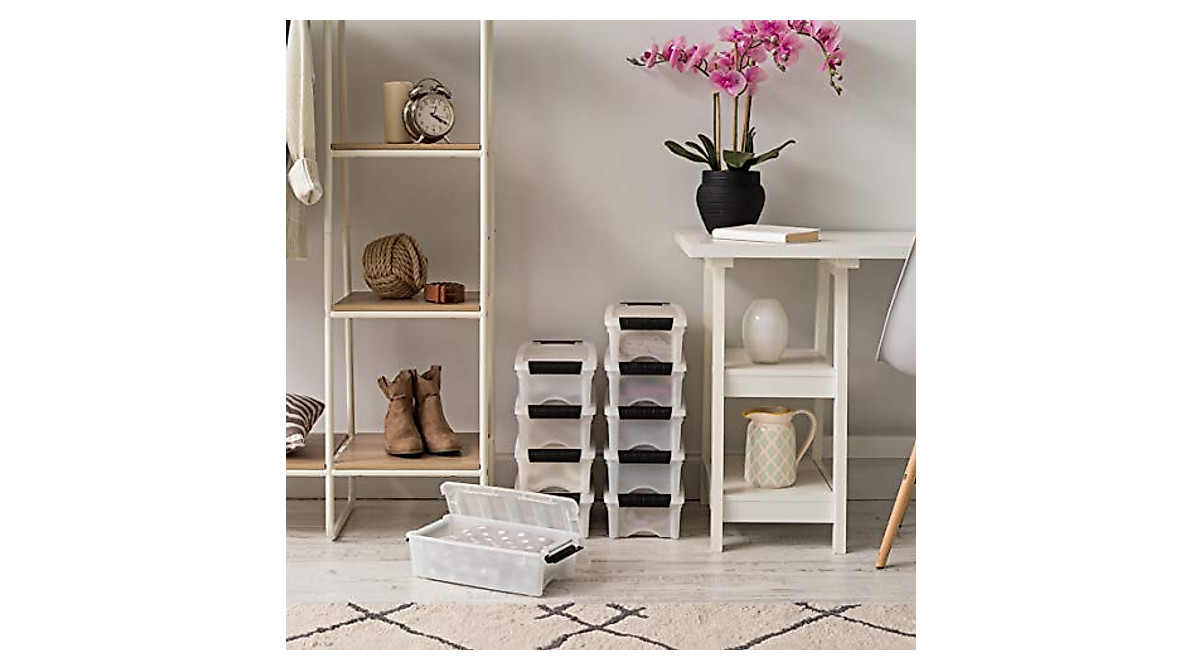 IRIS 6 Quart Stackable Storage Bins - BPA-Free Discreet Organizer