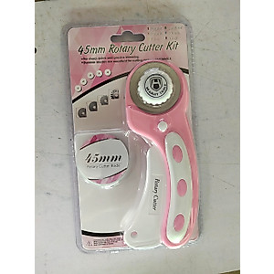 45mm Rotary Cutter with 5pcs Extra Blades, Ergonomic Handle Rolling Cutter with Safety Lock for Fabric, Leather, Crafting, Sewing, Quilting, Fabric Rotary Cutter Perfect for Left & Right Hand(Pink)