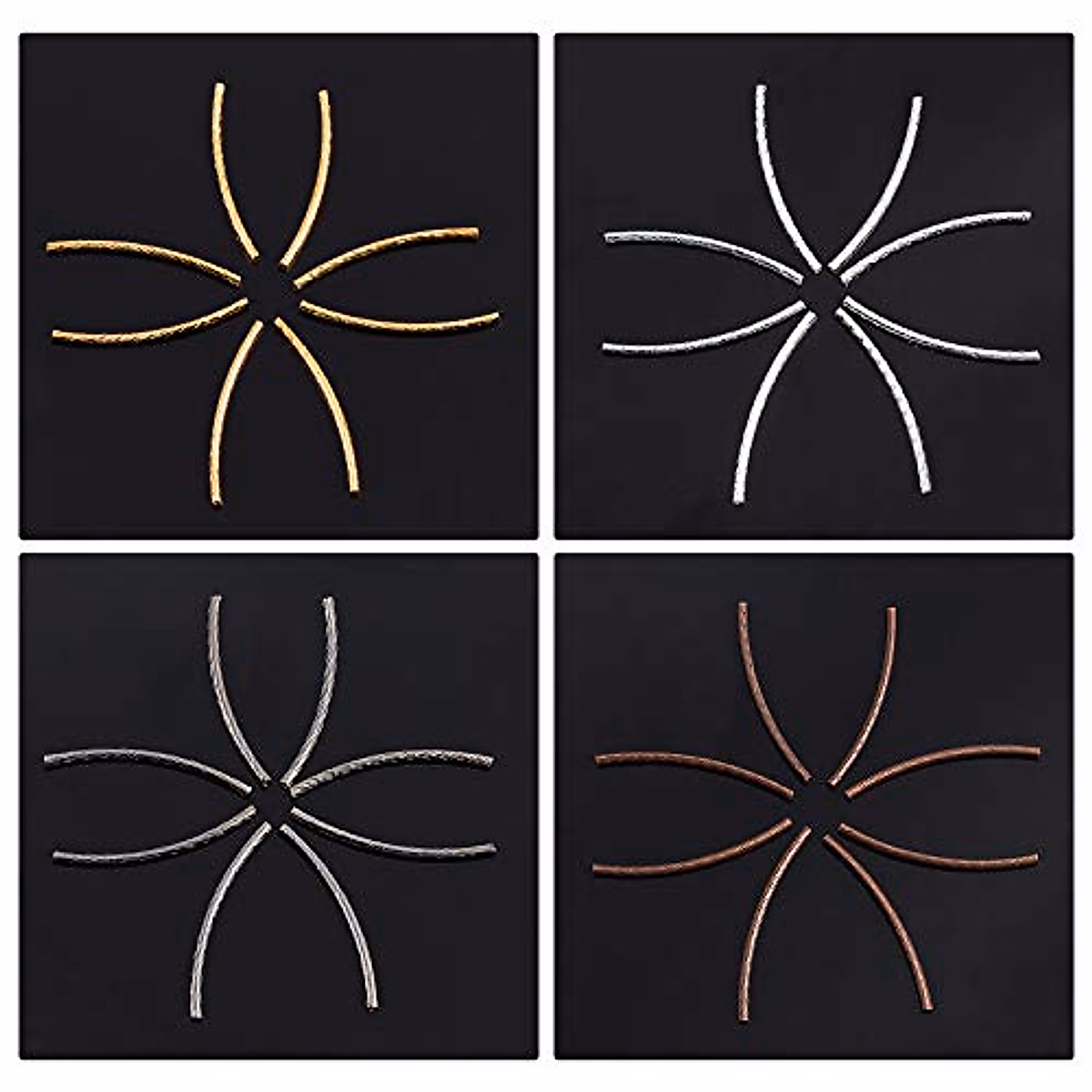 PH PandaHall 240pcs 4 Colors Curved Noodle Tube Beads 35mm Sleek Twist Curved Long Tube Spacer Beads for DIY Wrist Bracelet Anklet Necklace Earring Jewelry Making