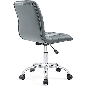 Modway Ripple Ribbed Armless Mid Back Swivel Computer Desk Office Chair In Gray