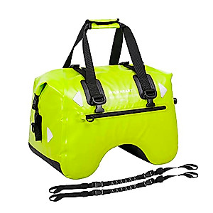 WILD HEART Motorcycle Rear Seat Bag U shape 50L Waterproof Tail Duffel Bag Motorbike Luggage With Strape (Fluorescent green)