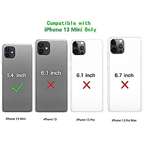 Jaorty iPhone 13 Mini Case with Card Holder,Crossbody Wallet Case for iPhone 13 Mini with Strap for Women，[Ring Holder Kickstand] Lanyard Leather PU Magnetic Clasp Zipper Purse,5.4" Black