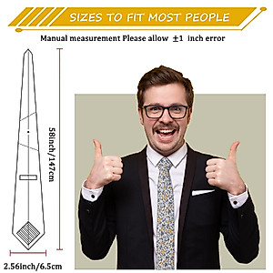 Mantieqingway Men Skinny Tie Cotton Floral Tie 2.56'' Slim Necktie for Wedding Groomsmen Neck Tie