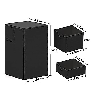 Scimi Deck Box for Trading Card Games, MTG Commander Deck Box Comtains 100 Double Sleeved Cards, Leather Card Storage Case Fits TCG CCG Cards (Black Inner Layer)