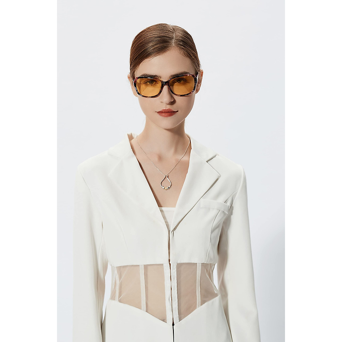 FEISEDY Classic Womens Night Glasses Driving Anti Glare Wrap Around Yellow Sunglasses B2548