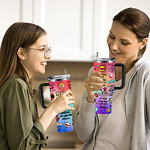 WWHSAI Sarcastic Gifts For Women - Multicoloured Snarky Quotes Travel Tumbler Coffee Mugs 40oz For Women Adult Humor, Funny Girl Gifts Cup, Birthday Sarcasm Gift For Friend Bestie Mom Coworker