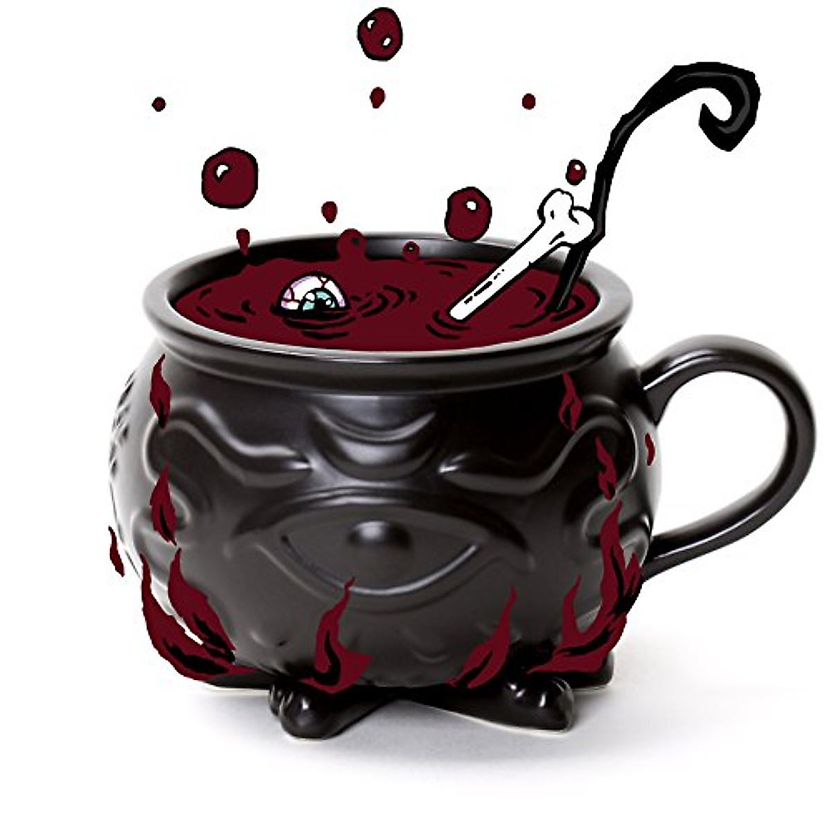 Rogue + Wolf Large Coffee Mug, Big Witch Cauldron Ceramic Mug, Witchcraft Coffee Cups, Ceramic Halloween Decor Spooky Coffee Mugs for Women Porcelain 3D Novelty Gothic Cup Goth Tea Witchy -14 oz 400ml
