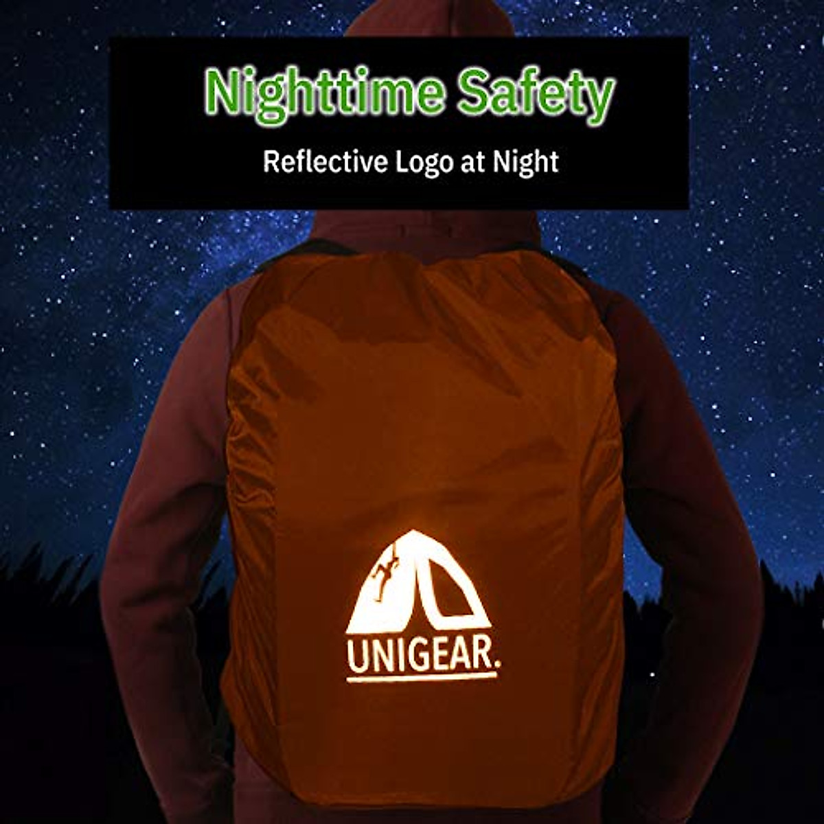 Unigear Backpack Rain Cover Waterproof Rating 5000mm, Ultraportable and Durable with 2 Anti-Slip Buckle Strap, Integrated Carry Pouch Design