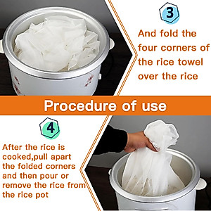 Rice Cooking Net,Non-Stick Rice Cooker Napkin,Reusable Home or Commercial Rice Net Napkin,Cooking Steam Cloth,Bamboo Steamer Mat 31" x 39" (1PCS White)