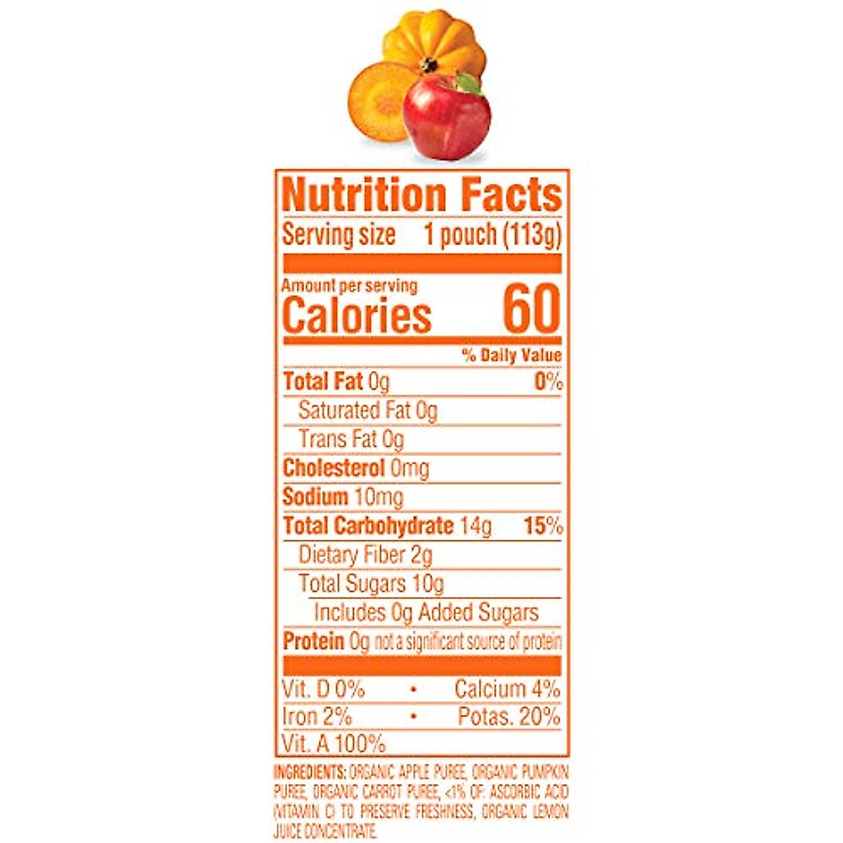 Happy Baby Organics Clearly Crafted Stage 2 Baby Food Apples, Pumpkin & Carrots, 4 Ounce Pouch (Pack of 16)