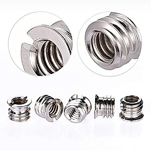 Maxmoral 3 Sets 1/4 Inch to 3/8 Inch Threaded Screw Mount Adapter Set for Camera Tripod Monopod DSLR Camera Flash Trigger - Female to Female Adapter, Male to Male Screw, Reducer Bushing Screw