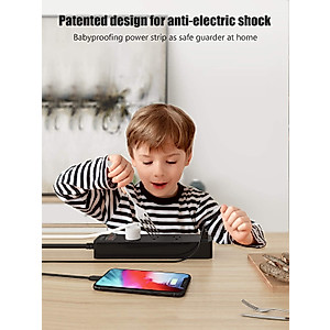 Outdoor Power Strip Weatherproof with USB Ports, 6ft Extension Cord Waterproof Power Strip with Surge Protector, 3 Wide Outlets with Switch, Officeroom Bedroom TV