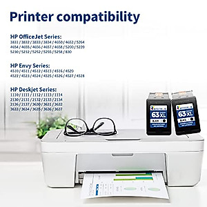 Relcolor 63XL Black Ink Cartridge for HP 63 XL 63xl Ink for HP OfficeJet 3830 4650 4655 5200 5255 5258 Envy 4510 4520 4512 4513 4516 DeskJet 1112 1110 3630 3632 3634 2130 2132 Printer(2 Pack BK) HP63