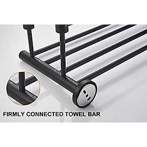 TocTen Bathroom Towel Rack, Towel Shelf for Bathroom with Double Towel Bar Wall Mounted, Premium SUS 304 Stainless Steel Hotel Bath Towel Holder, Anti-Rust Towel Rod with Shelf (24 in, Matte Black)