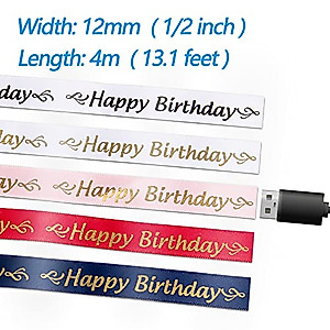 WEEMAY 5 Pack Satin Ribbon Tape Compatible with Brother Label Ribbon 12mm 0.47in TZe-R231 TZe-R234 TZe-RE34 TZe-RN34 TZe-RW34 for Ptouch Embellish Ribbon & Tape Printer PTH110 PTD210 PTD215e PTD400AD