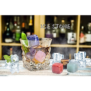 AMOYSTONE Whiskey Stones Set Reusable Ice Cube Stones Tiny Healing Crystal 0.8" Chilling Rocks Gift for Man Set of 6